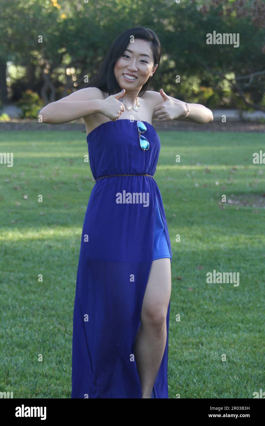 Photo of a pretty Chinese girl in a blue dress Stock Photo - Alamy