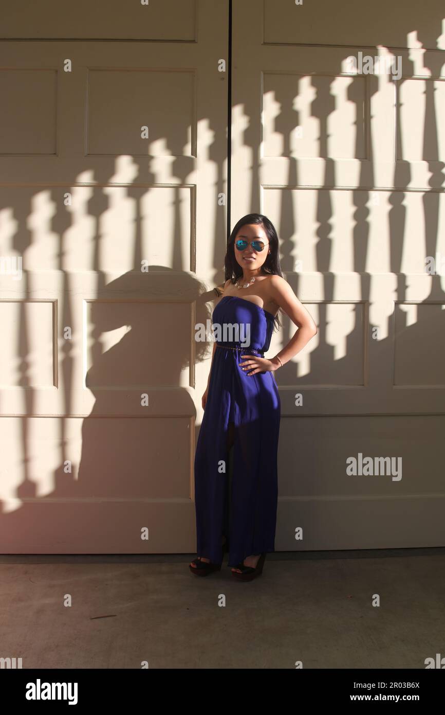 Photo of a pretty Chinese girl in a blue dress Stock Photo - Alamy