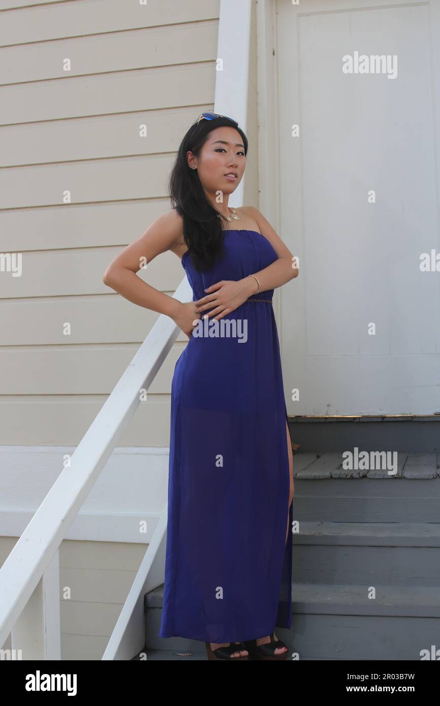 Photo of a pretty Chinese girl in a blue dress Stock Photo - Alamy
