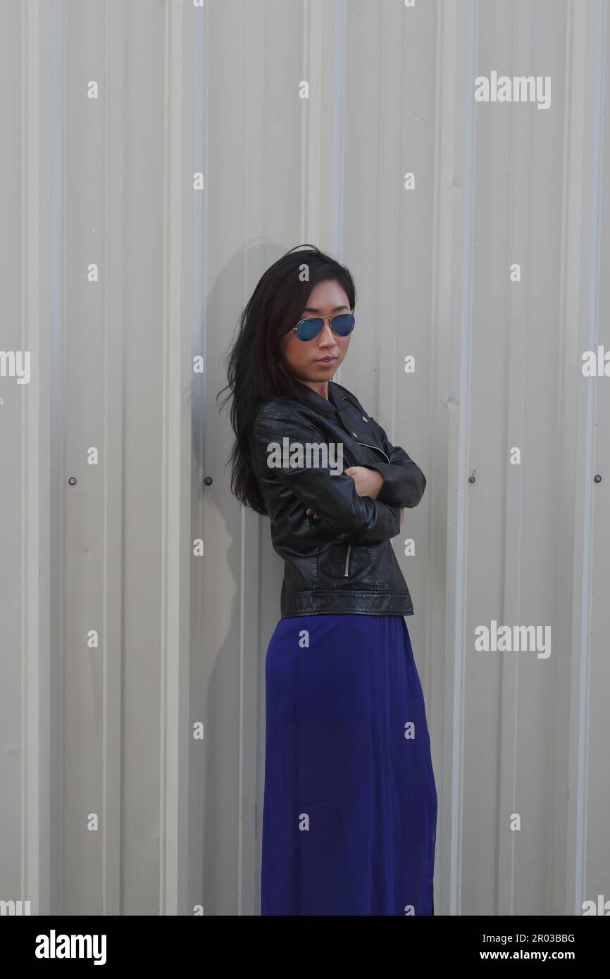 Photo of a pretty Chinese girl in a blue dress Stock Photo - Alamy