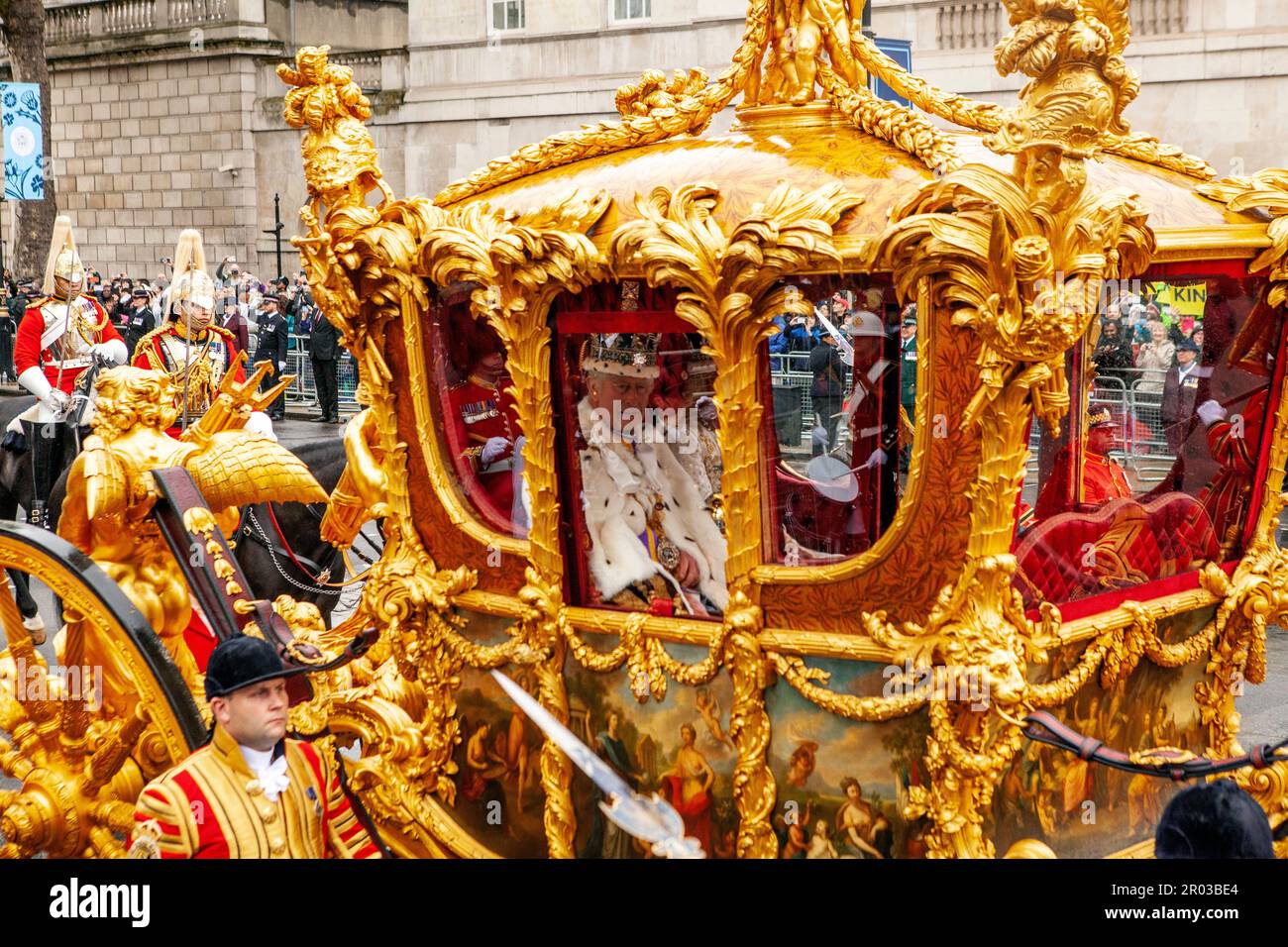 King Charles III rides the Golden Royal Carriage following his ...