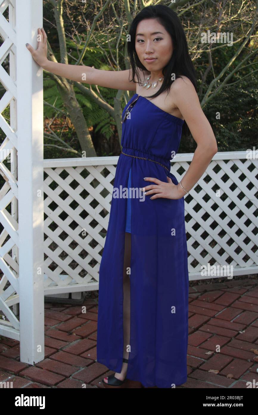 Photo of a pretty Chinese girl in a blue dress Stock Photo - Alamy