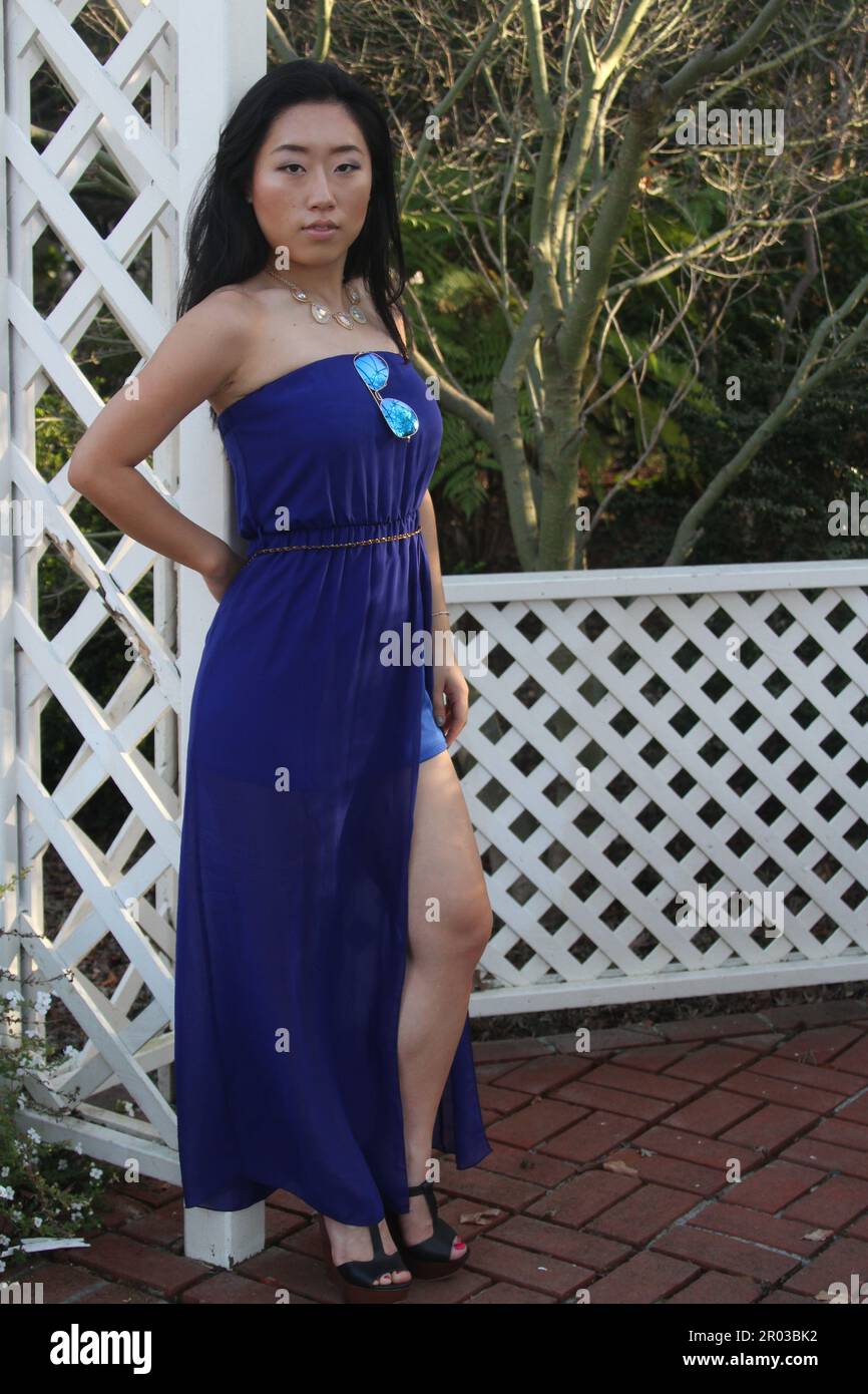 Photo of a pretty Chinese girl in a blue dress Stock Photo - Alamy