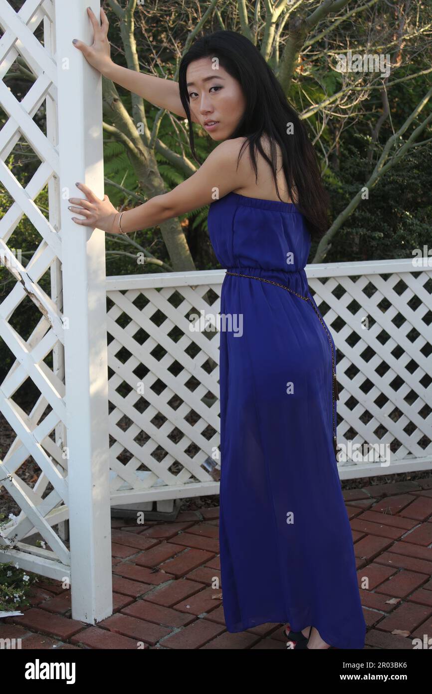 Photo of a pretty Chinese girl in a blue dress Stock Photo - Alamy