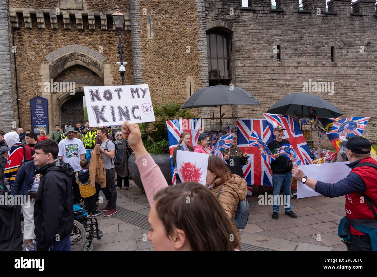Cardiff, Cymru, Wales, UK. 06th May, 2023. Not My King, anti-monarchist ...