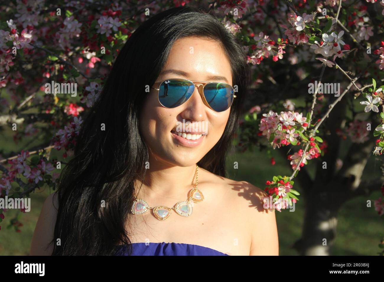Photo of a pretty Chinese girl in a blue dress Stock Photo - Alamy