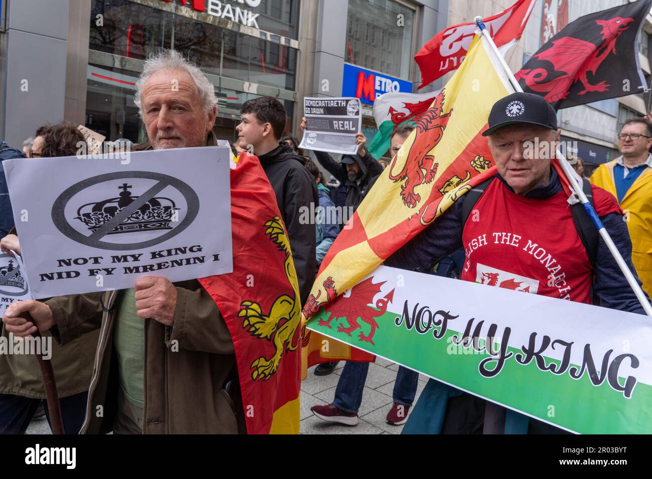 Cardiff, Cymru, Wales, UK. 06th May, 2023. Not My King, anti-monarchist ...