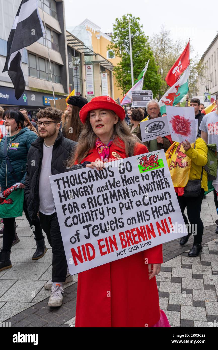 Cardiff, Cymru, Wales, UK. 06th May, 2023. Not My King, anti-monarchist ...