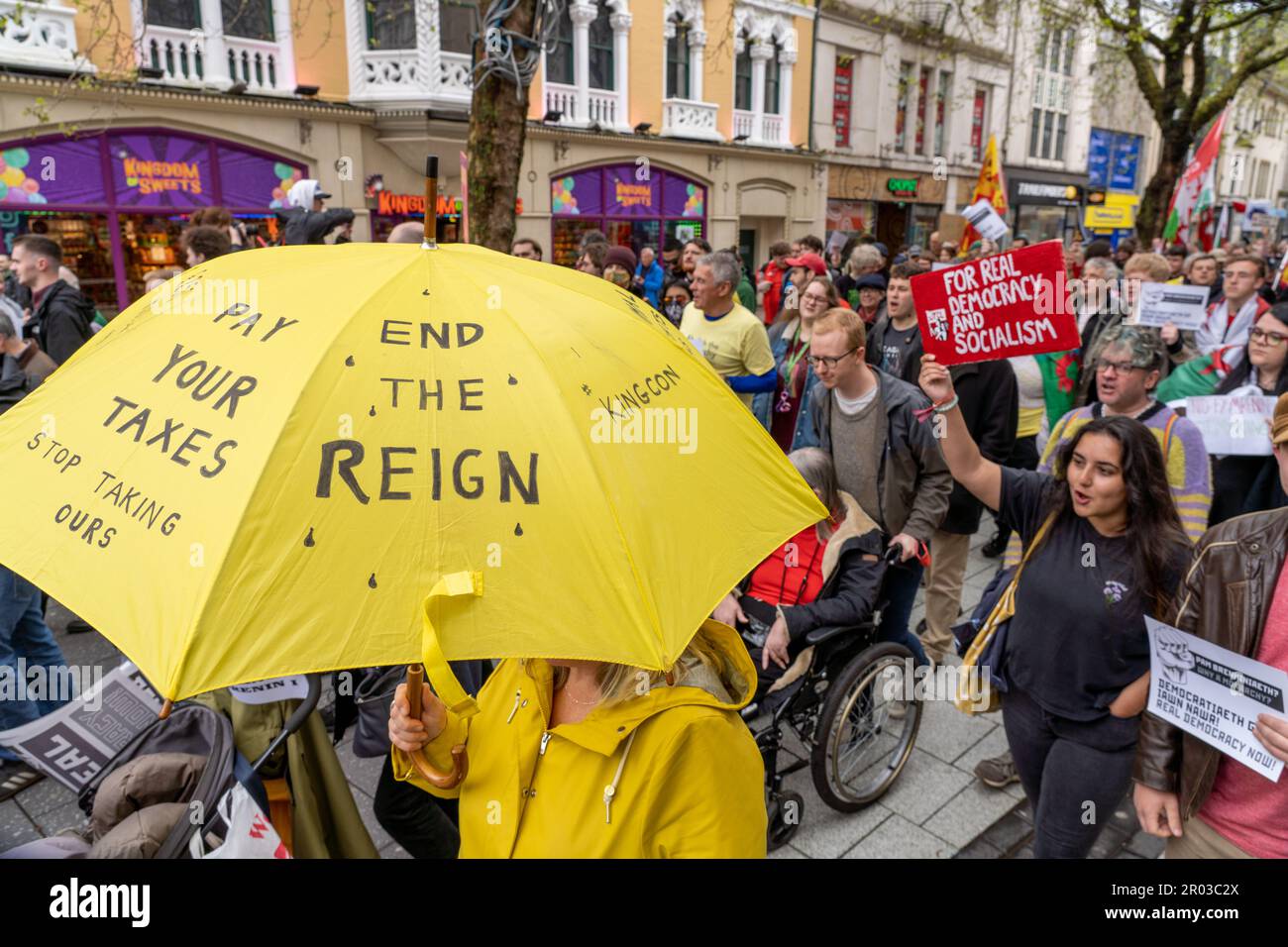 Cardiff, Cymru, Wales, UK. 06th May, 2023. Not My King, anti-monarchist ...