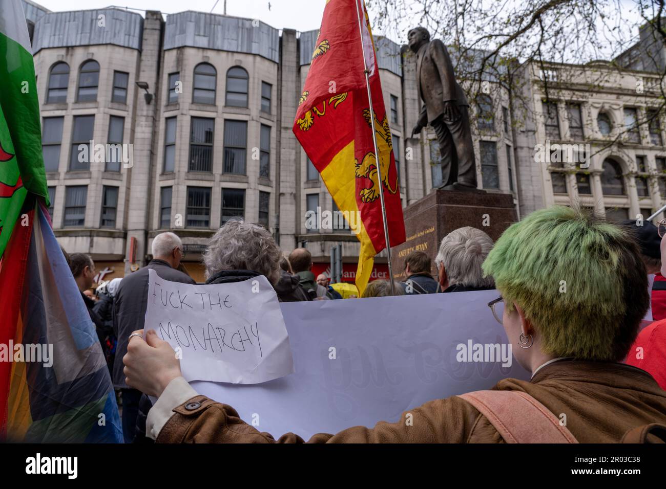 Cardiff, Cymru, Wales, UK. 06th May, 2023. Not My King, anti-monarchist ...