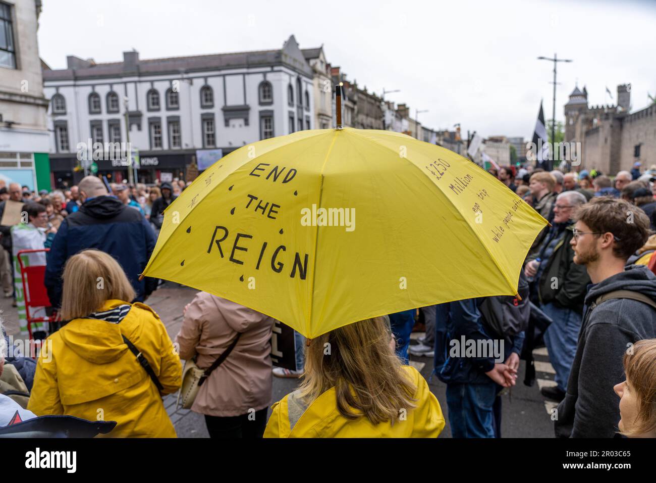 Cardiff, Cymru, Wales, UK. 06th May, 2023. Not My King, anti-monarchist ...