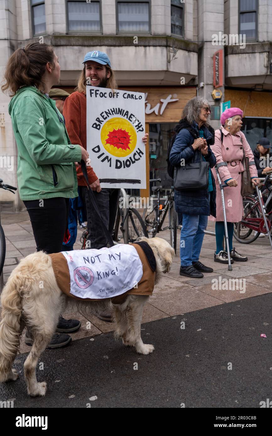 Cardiff, Cymru, Wales, UK. 06th May, 2023. Not My King, anti-monarchist ...