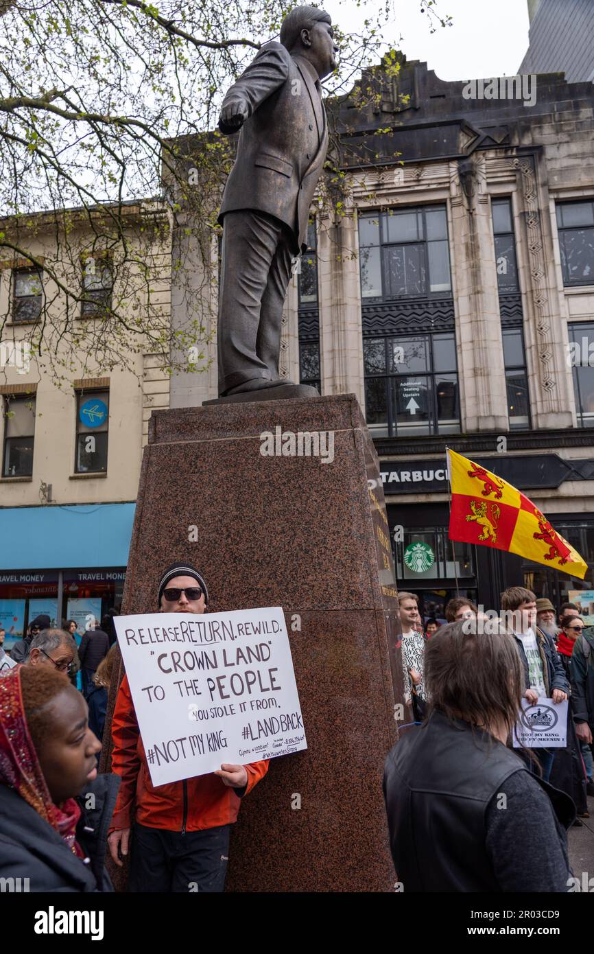 Cardiff, Cymru, Wales, UK. 06th May, 2023. Not My King, anti-monarchist ...