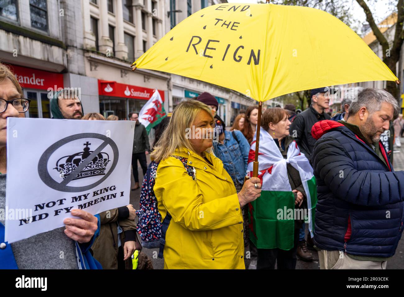 Cardiff, Cymru, Wales, UK. 06th May, 2023. Not My King, anti-monarchist ...