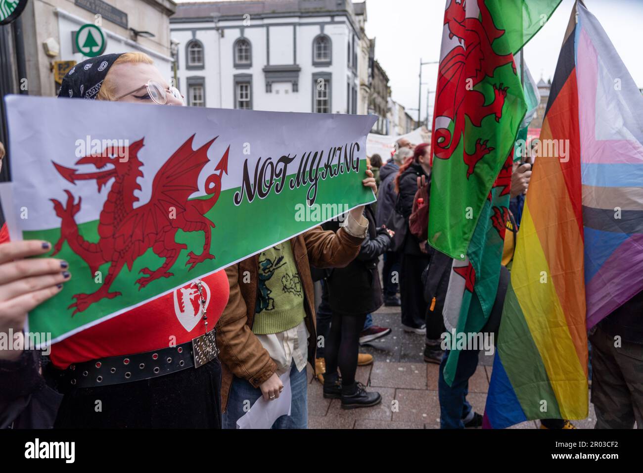 Cardiff, Cymru, Wales, UK. 06th May, 2023. Not My King, anti-monarchist ...