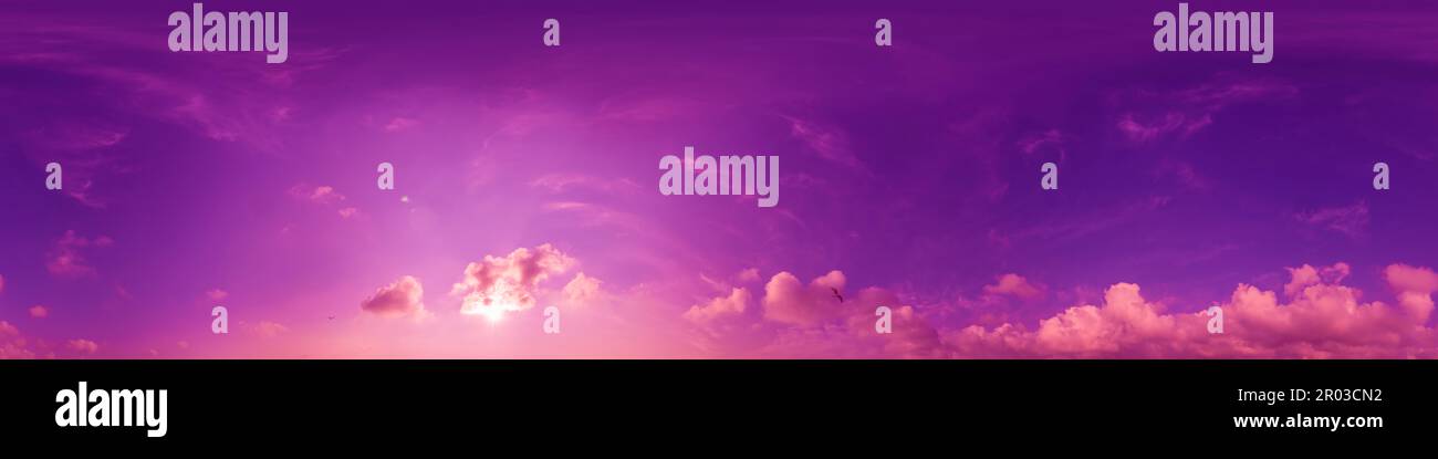 Blue magenta sky panorama with Cirrus clouds in Seamless spherical ...