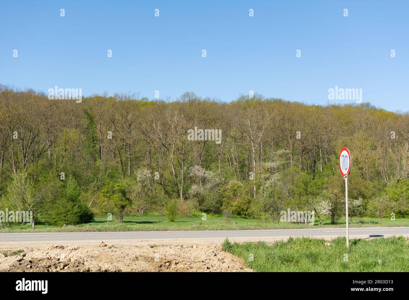 Speed limit sign, Road sign. Speed limit sign at a road in Iasi ...
