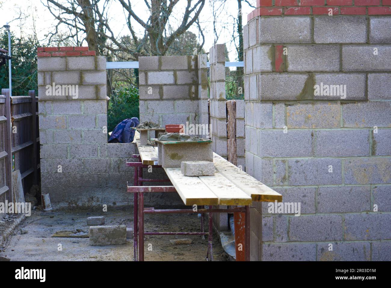 house construction. New and modern house construction. Rubbles and ...