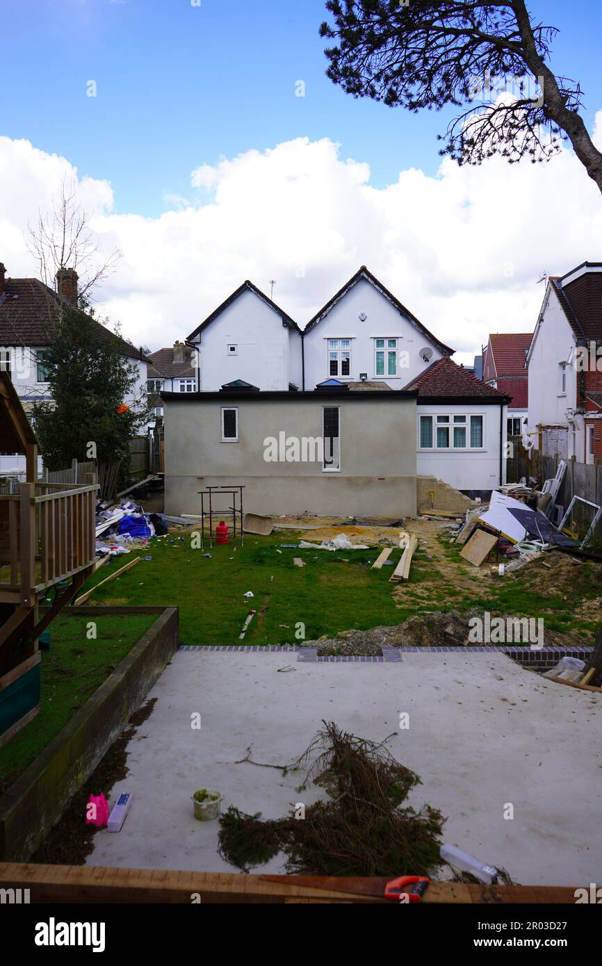house construction. New and modern house construction. Rubbles and ...
