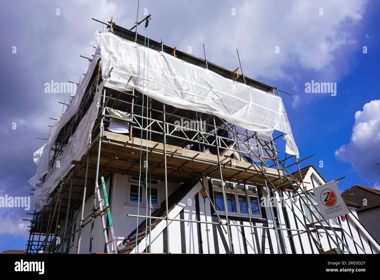 house construction. New and modern house construction. Rubbles and ...