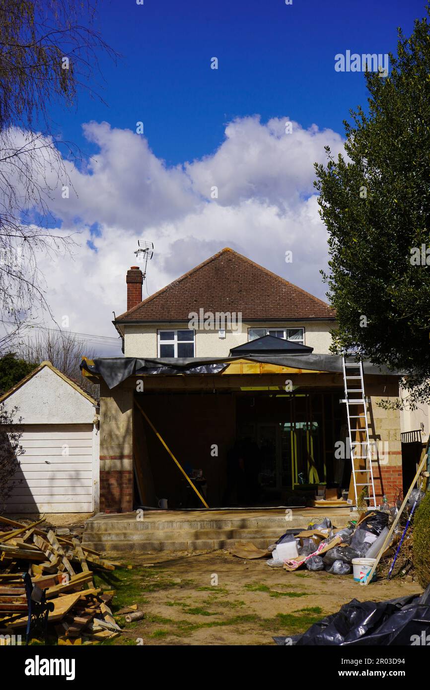 house construction. New and modern house construction. Rubbles and ...