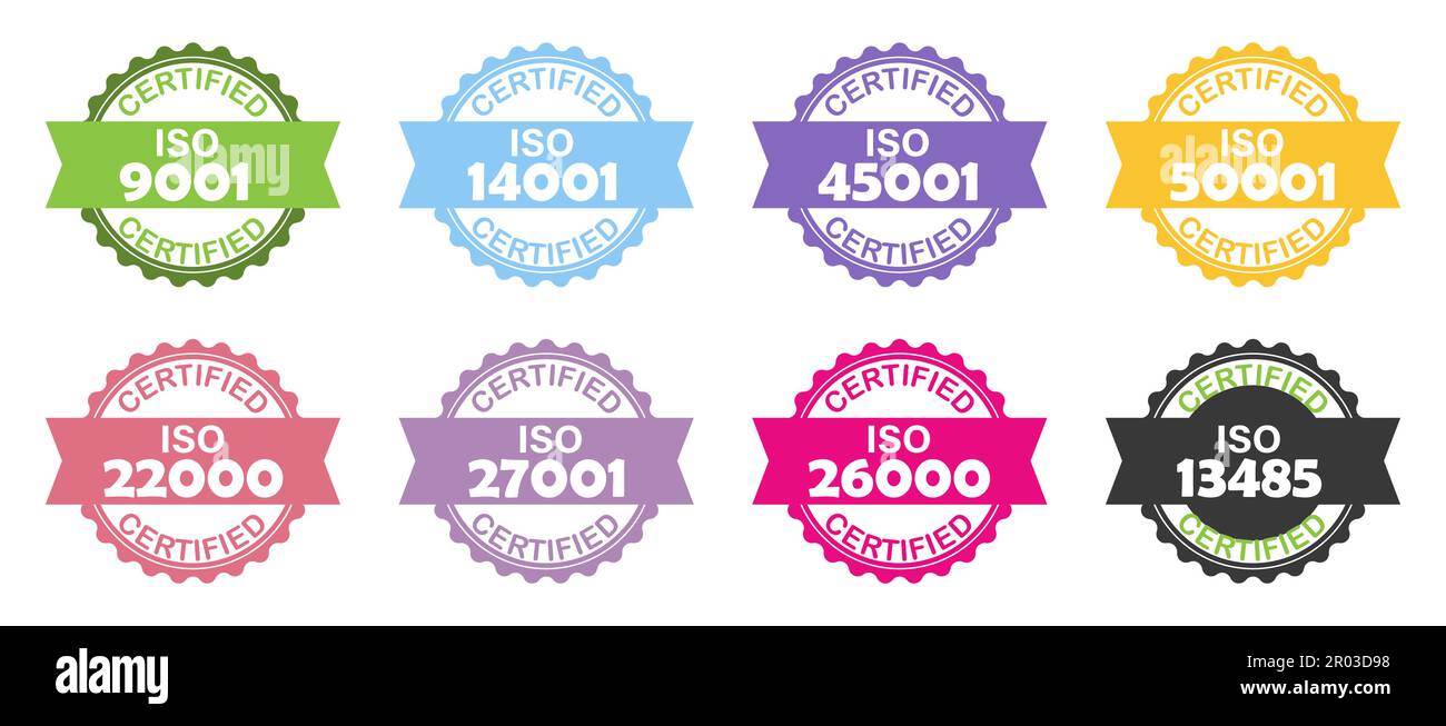 Set of ISO Certification stamp. Stamp sign - quality management systems ...