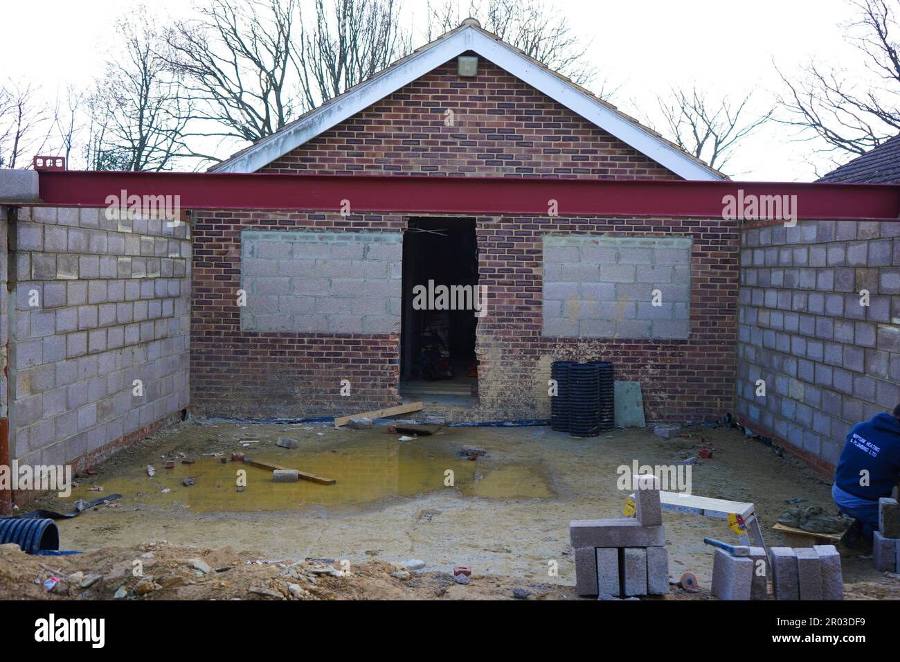 house construction. New and modern house construction. Rubbles and ...