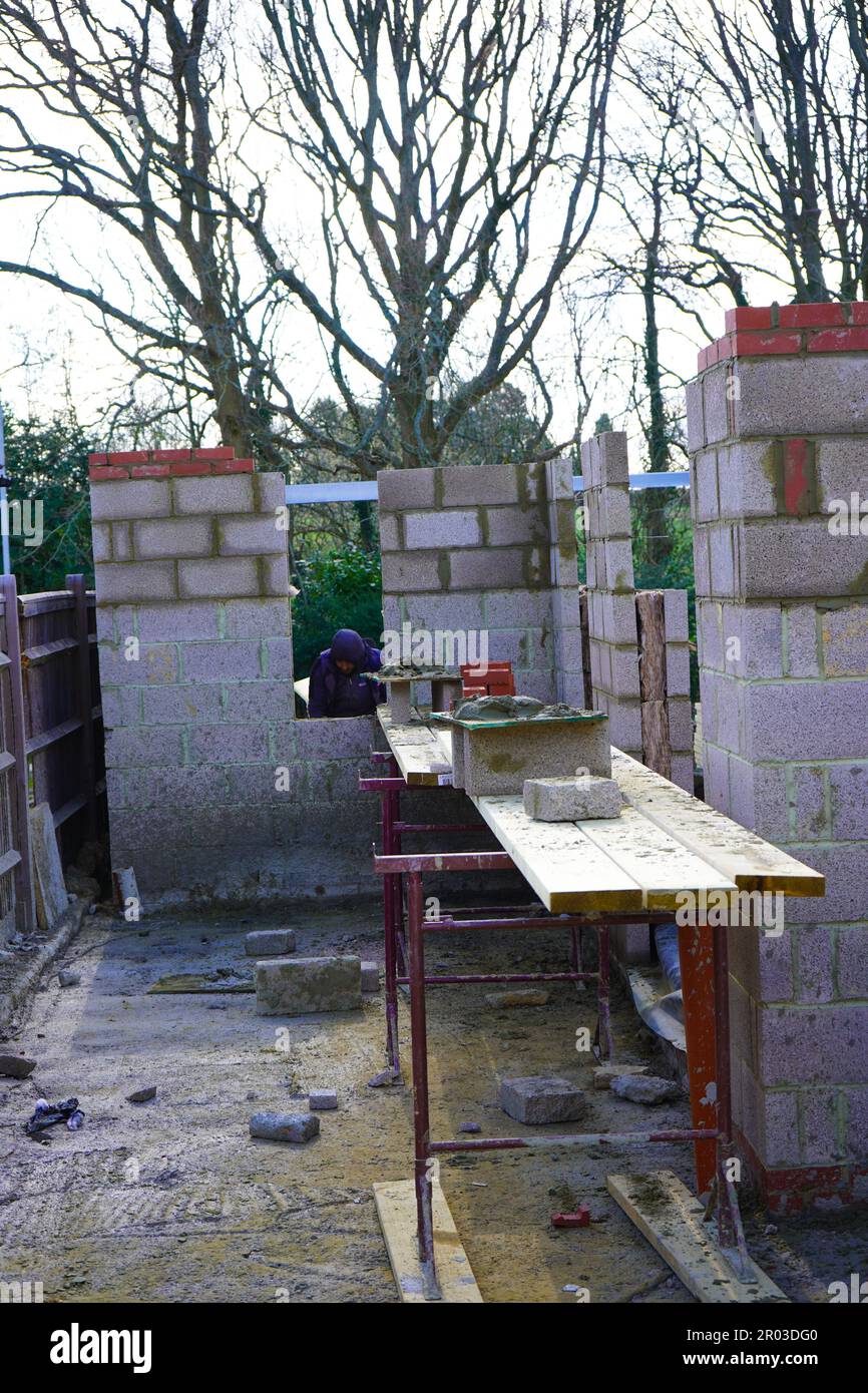 house construction. New and modern house construction. Rubbles and ...