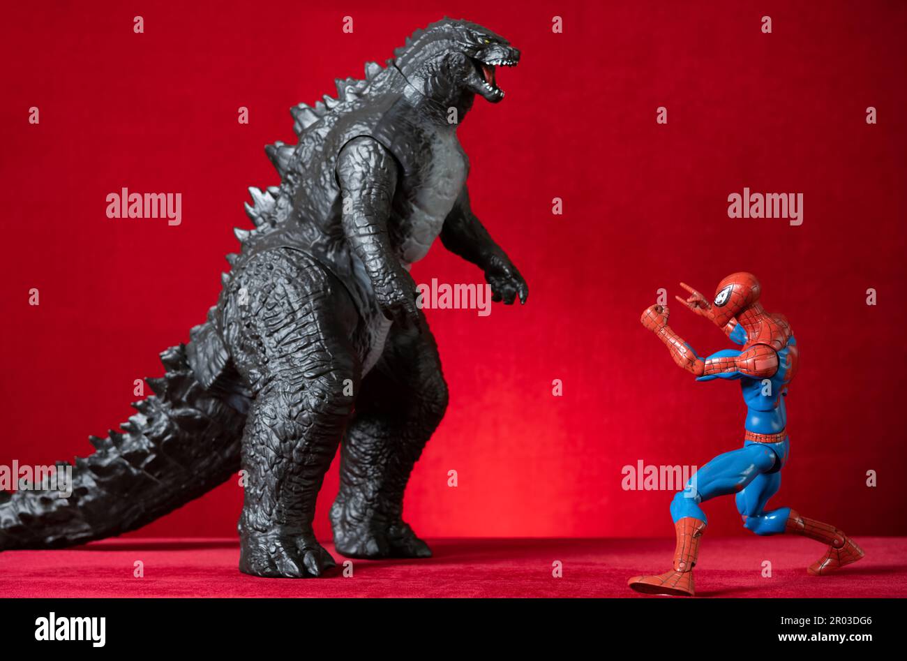 ZHONGSHAN GUANGDONG China-August 20 2022:giant Godzilla and Spiderman ...