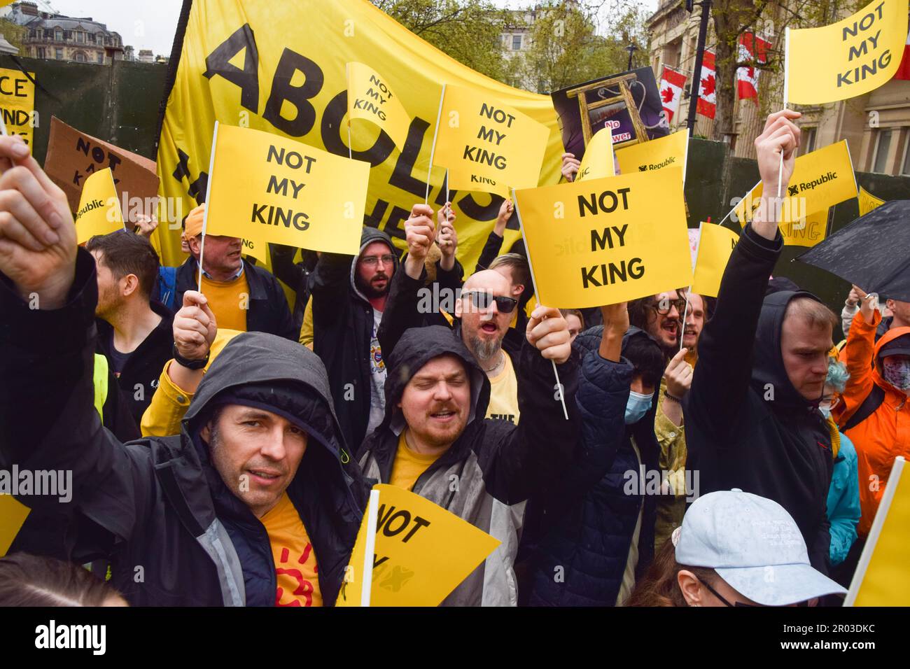 London, England, UK. 6th May, 2023. Anti-monarchists stage a protest in ...