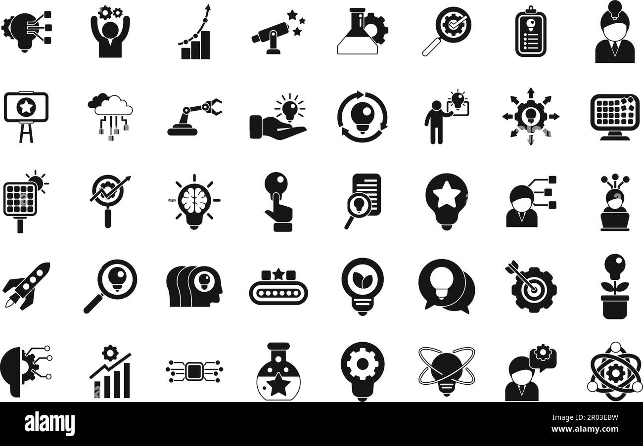 Commitment to innovation icons set simple vector. Passion integrity ...