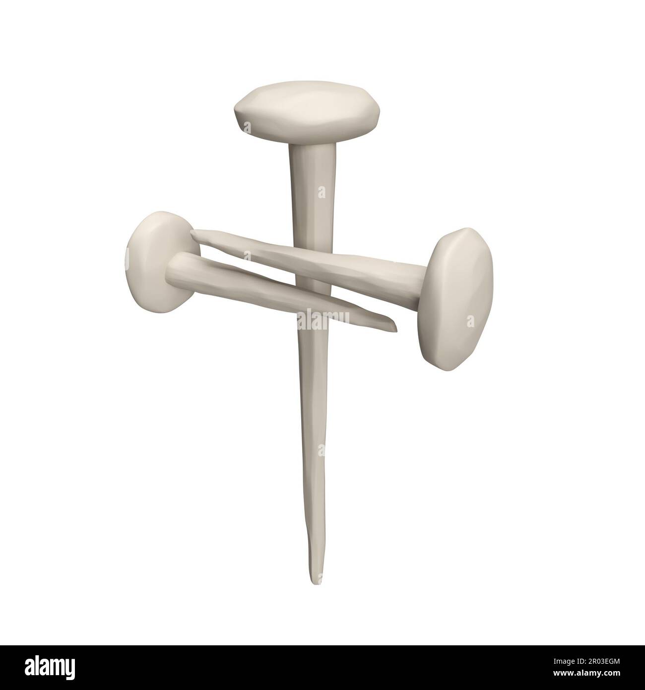 3d nails of Jesus Christ in form of cross. Easter icon rendering ...