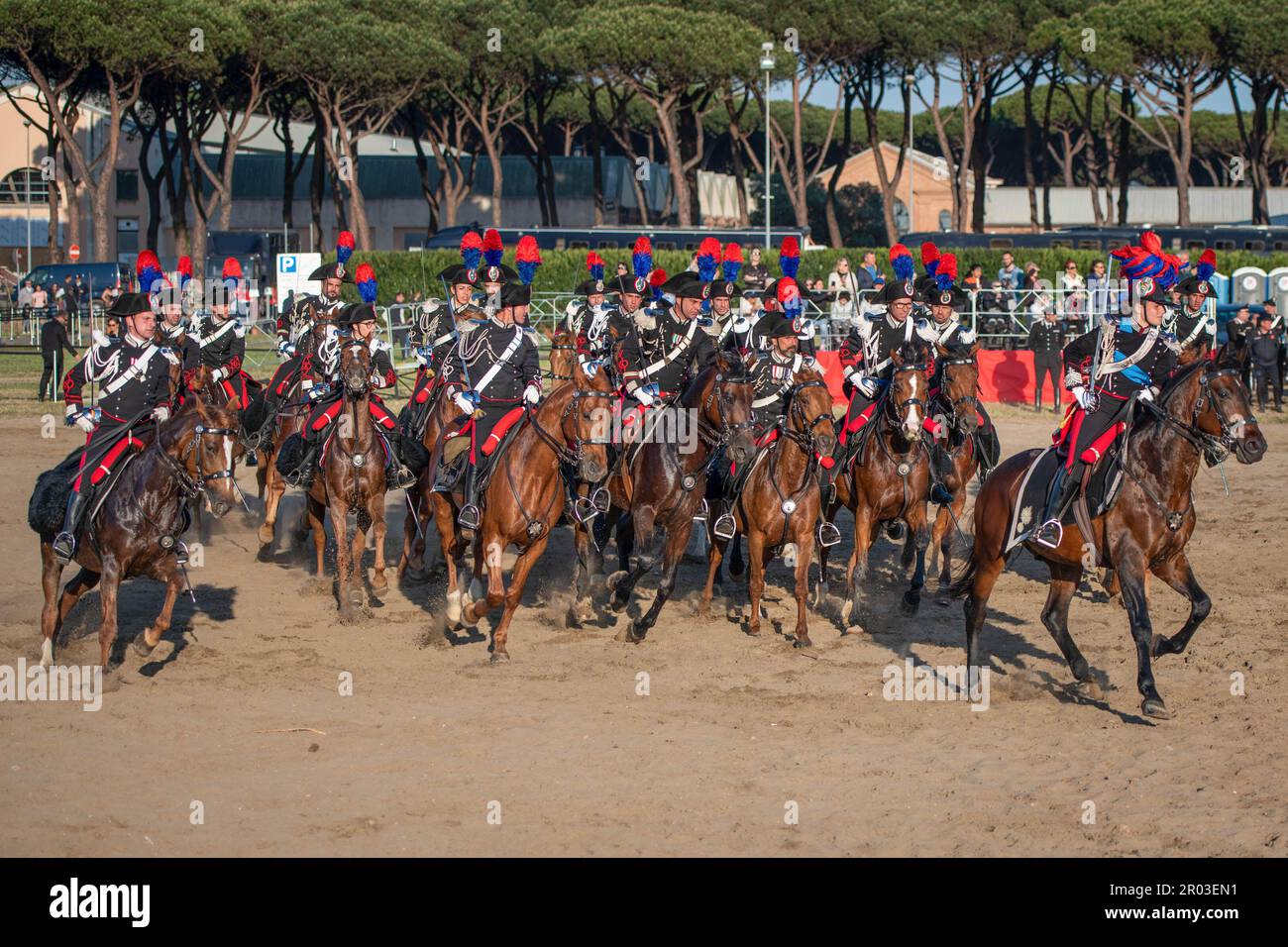 The Carabinieri on horseback simulate an attack during the carousel on ...