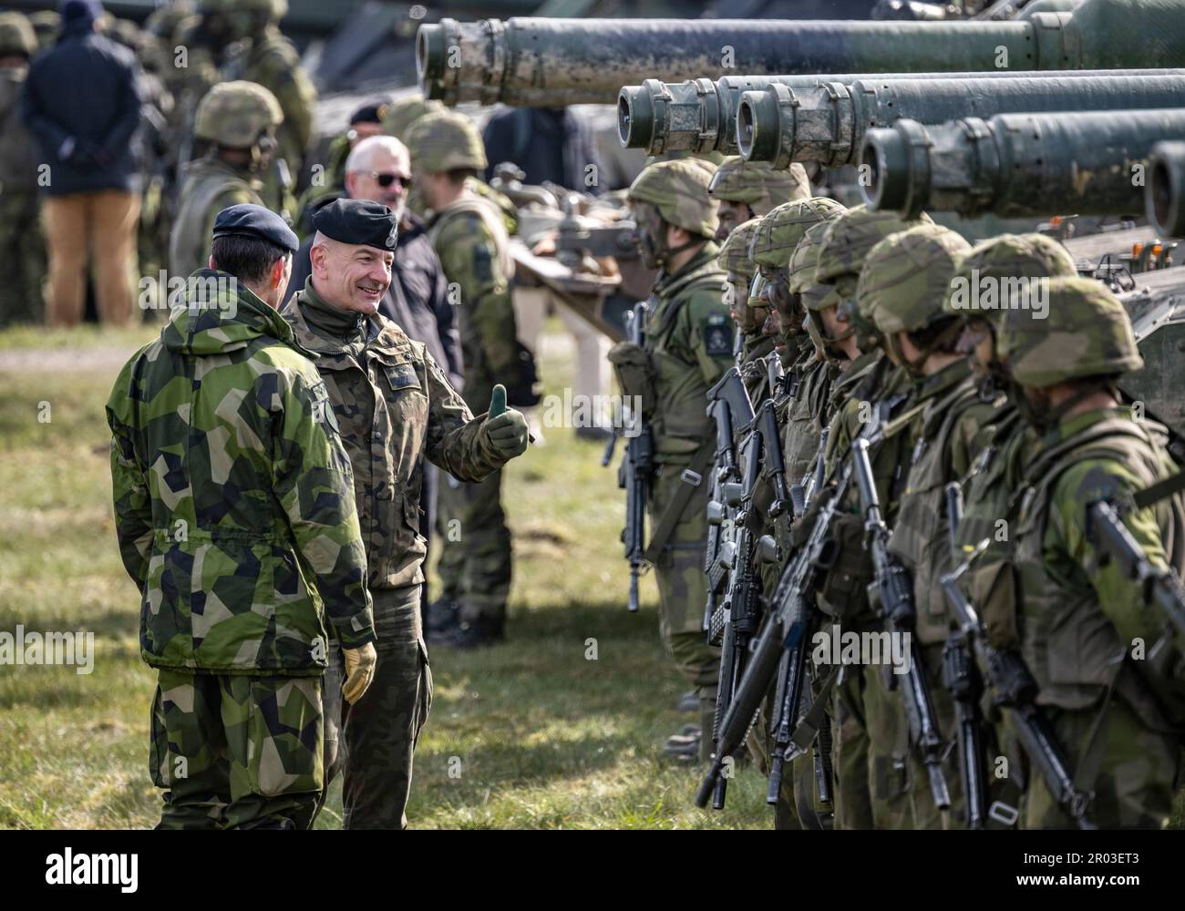 Rinkaby, Sweden. 06th May, 2023. Sweden's Commander-in-Chief Micael ...