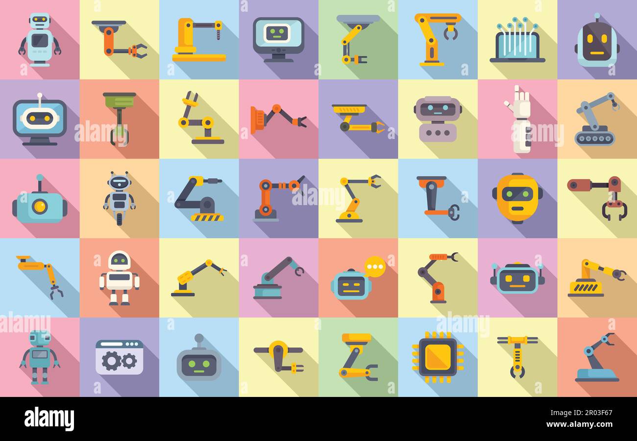 Robotics icons set flat vector. Smart tech. Bot future Stock Vector ...
