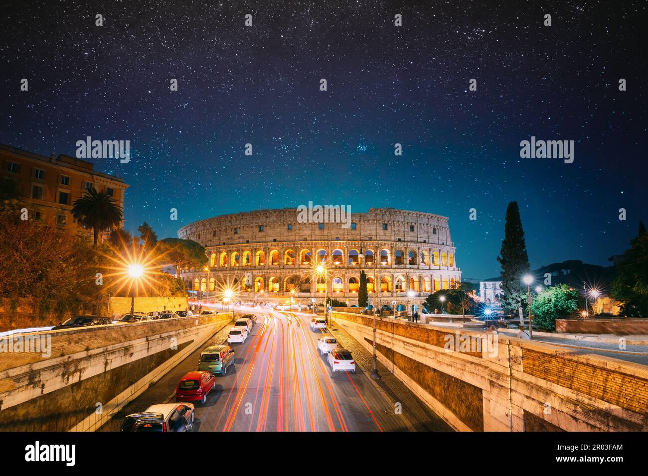 Rome, Italy. Colosseum Also Known As Flavian Amphitheatre In Evening Or ...