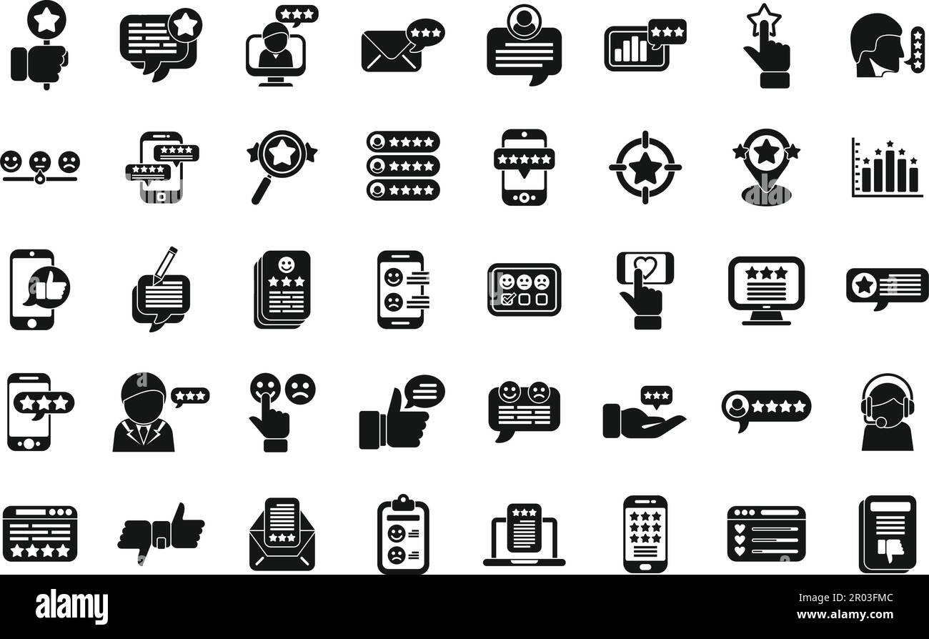 Customer testimonials icons set simple vector. Service review. Client ...