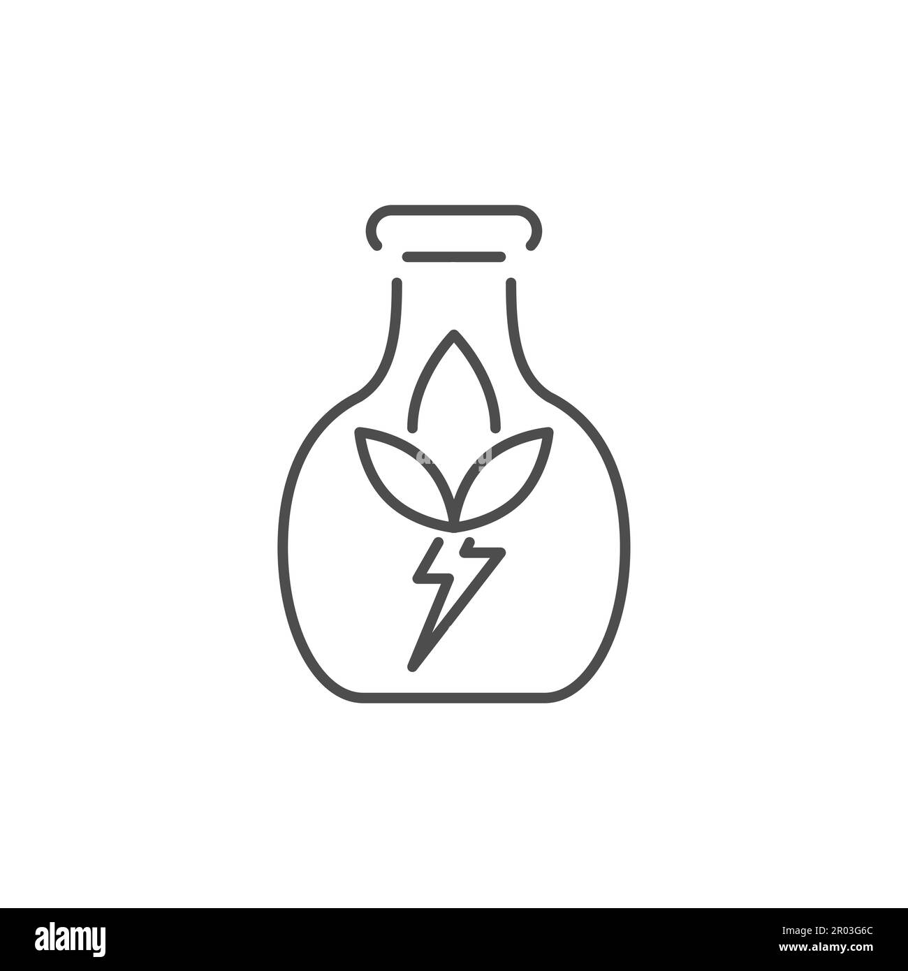 Biomass concept related vector linear icon. Laboratory flask with ...