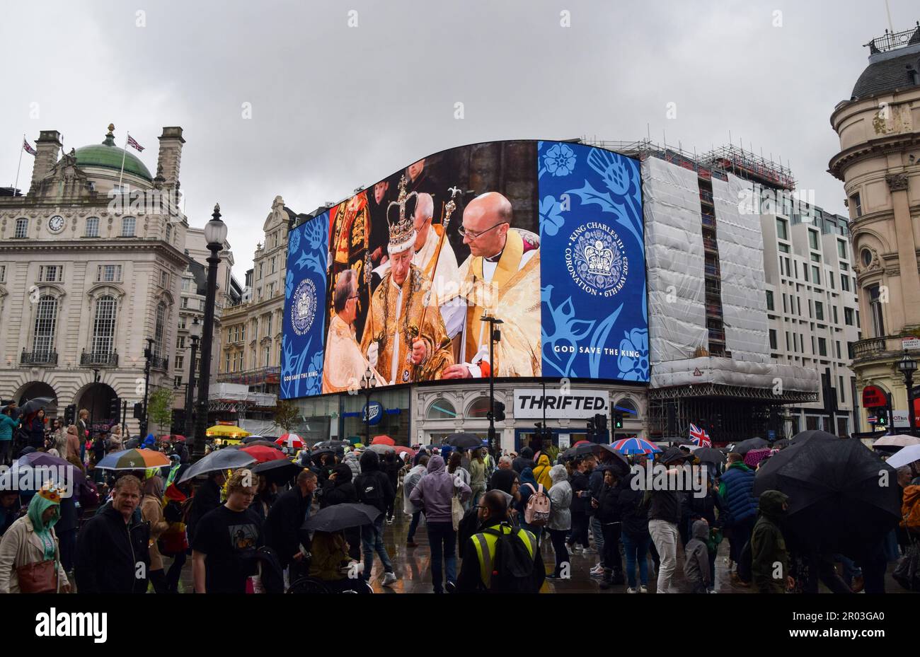 London, UK. 6th May 2023. Piccadilly Lights screen in Piccadilly Circus ...