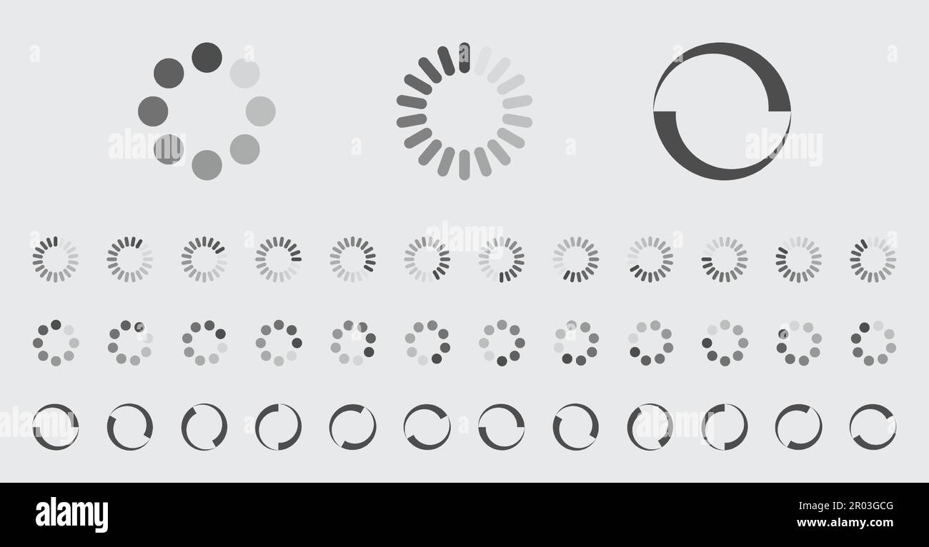 Circular Loading Buffering Icons Vector Set Video Ready for Animation Gif All Keyframes Frames ...