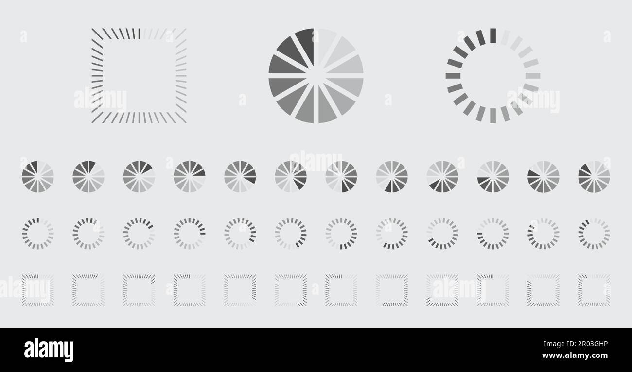 Circular Loading Buffering Icons Vector Set Video Ready for Animation Gif All Keyframes Frames ...