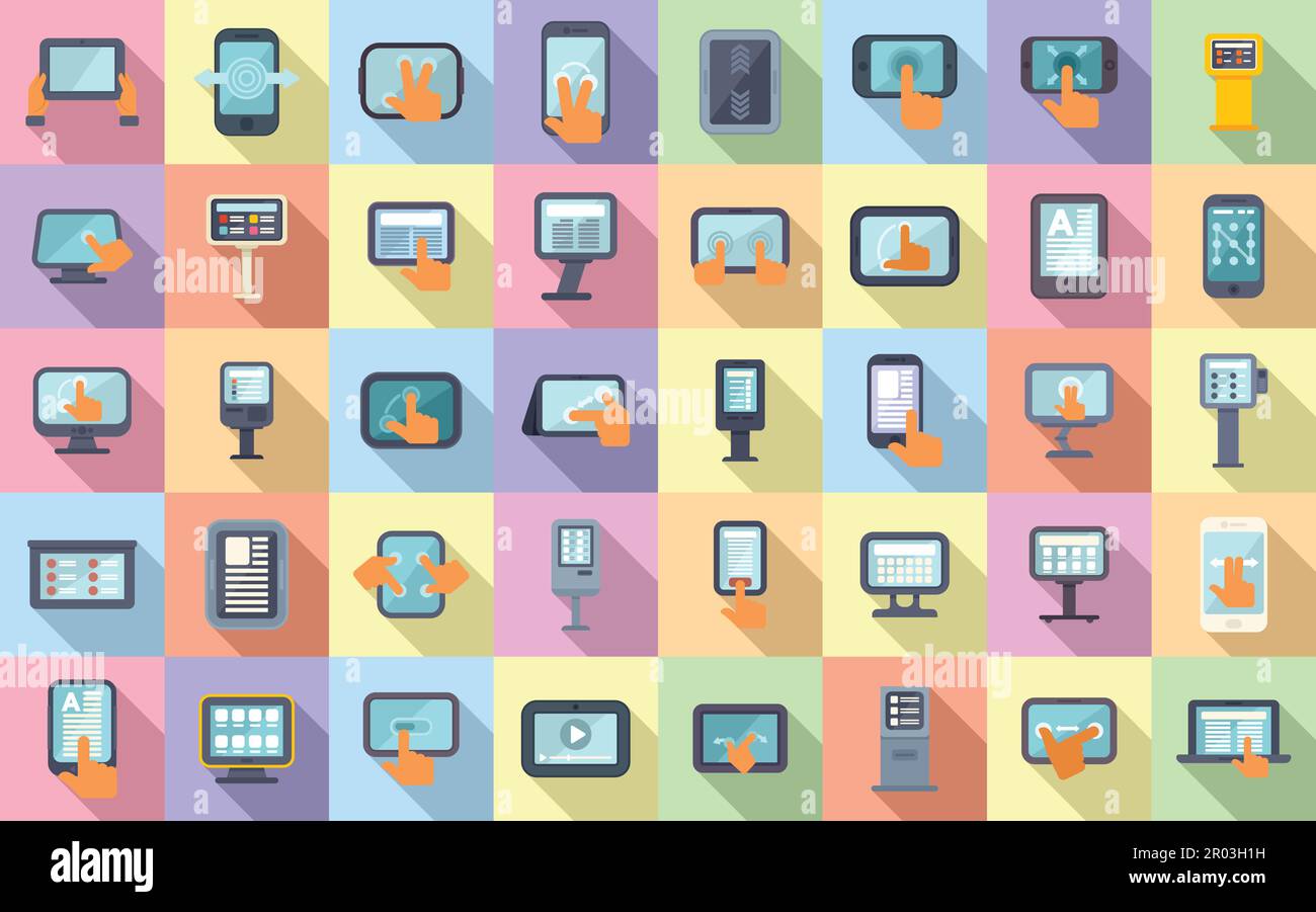 Touchscreen gesture icons set hi-res stock photography and images - Alamy