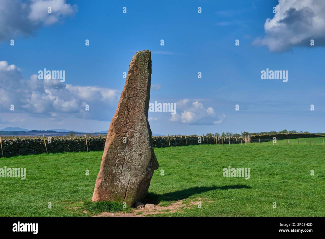 Long Meg standing stone at the Long Meg and her Daughters Stone Circle ...