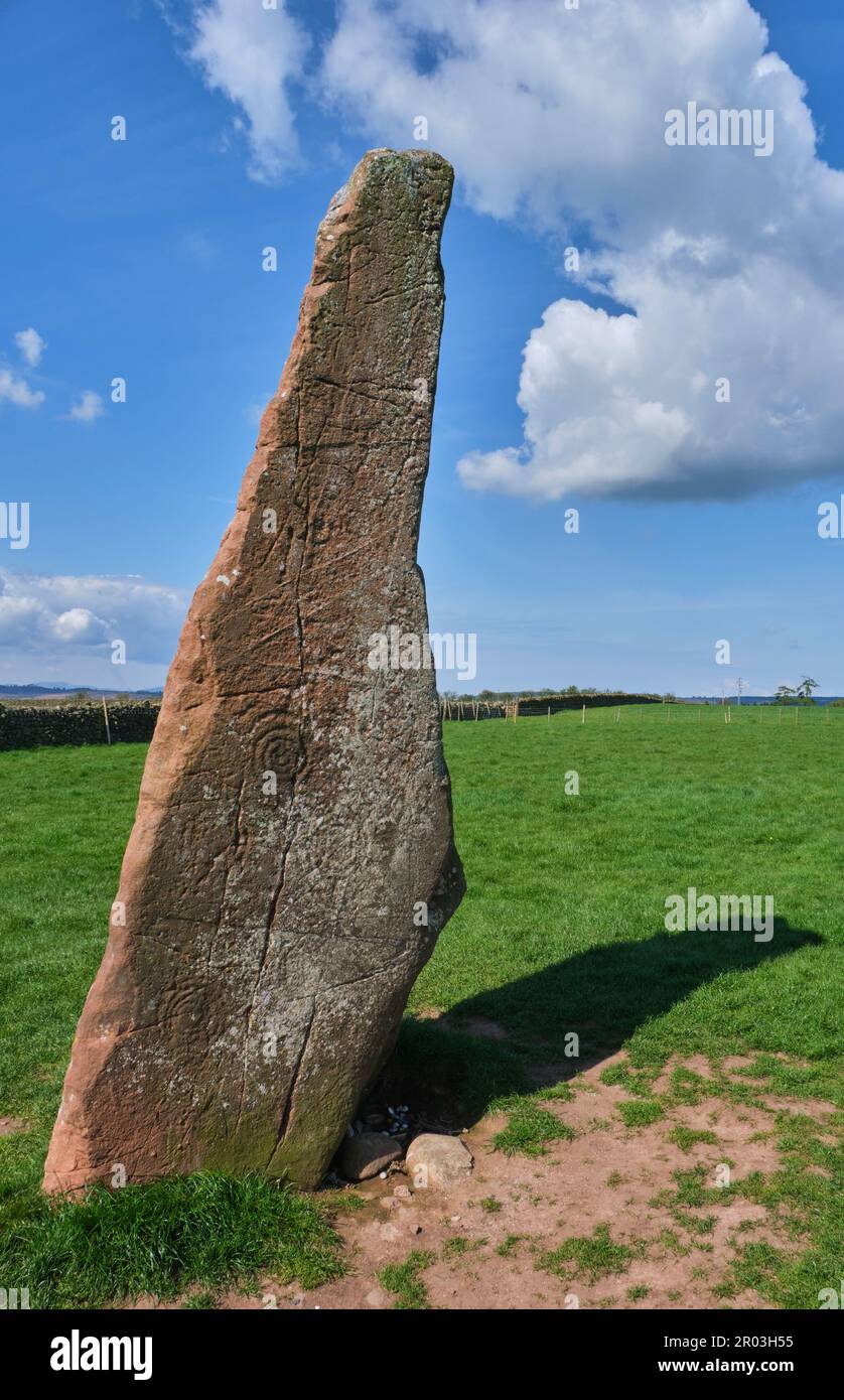 Long Meg standing stone at the Long Meg and her Daughters Stone Circle ...
