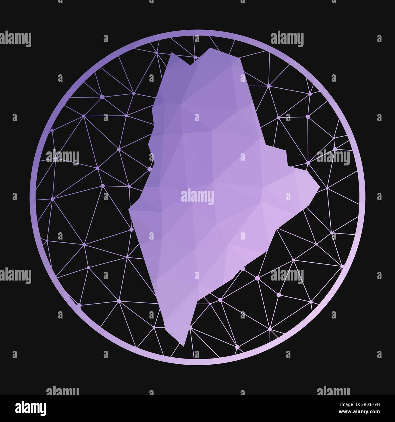 Maine icon. Vector polygonal map of the US state. Maine icon in ...