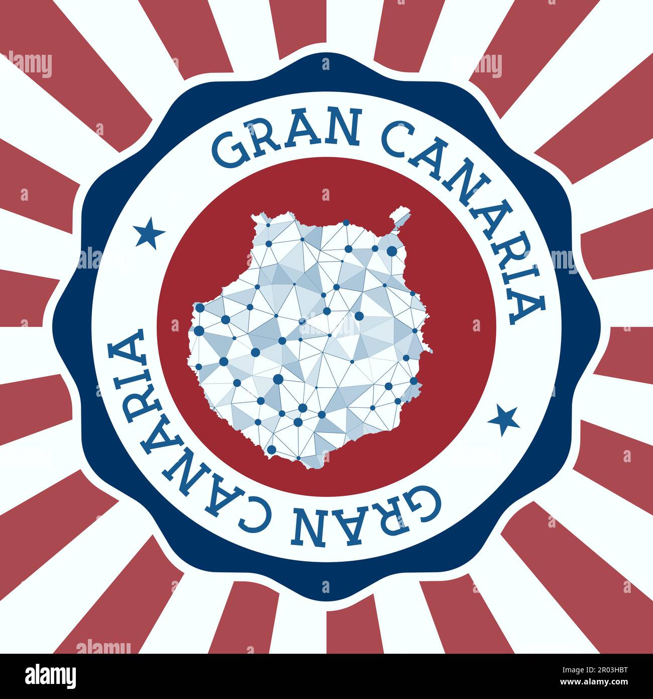 Gran Canaria Badge. Round logo of island with triangular mesh map and ...
