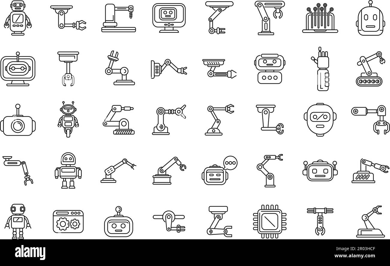 Robotics icons set outline vector. Smart tech. Bot future Stock Vector ...