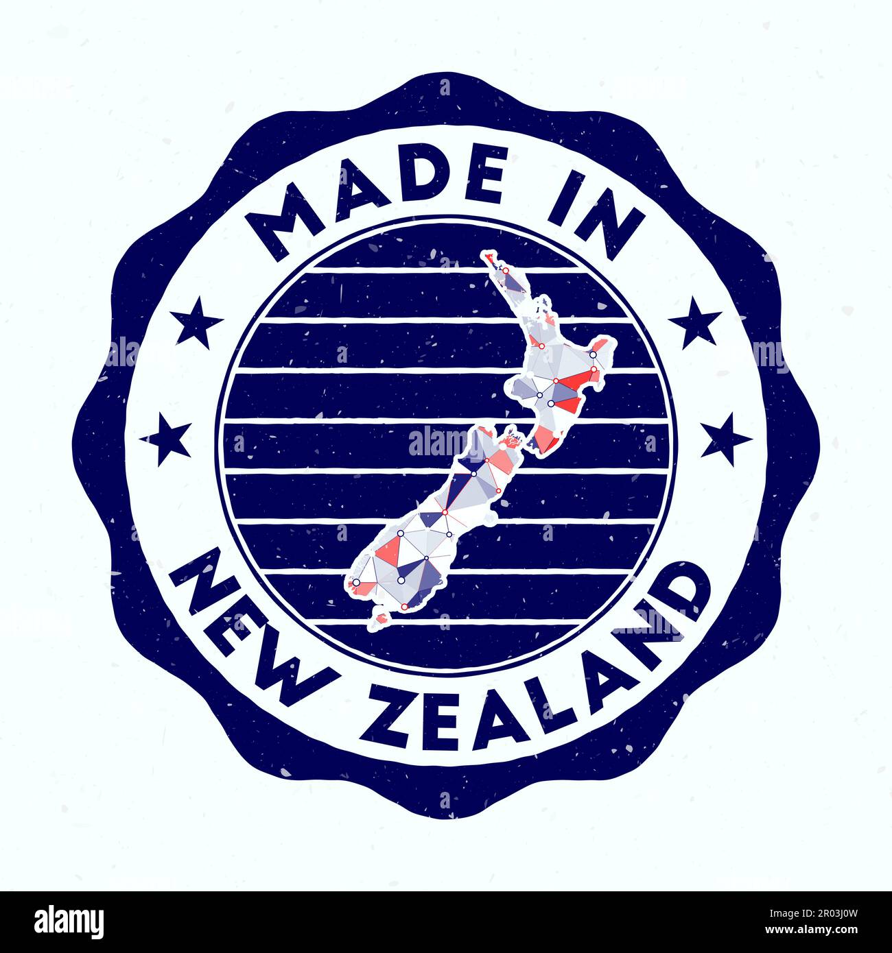 Made in New Zealand. Country round stamp. Seal of New Zealand with ...