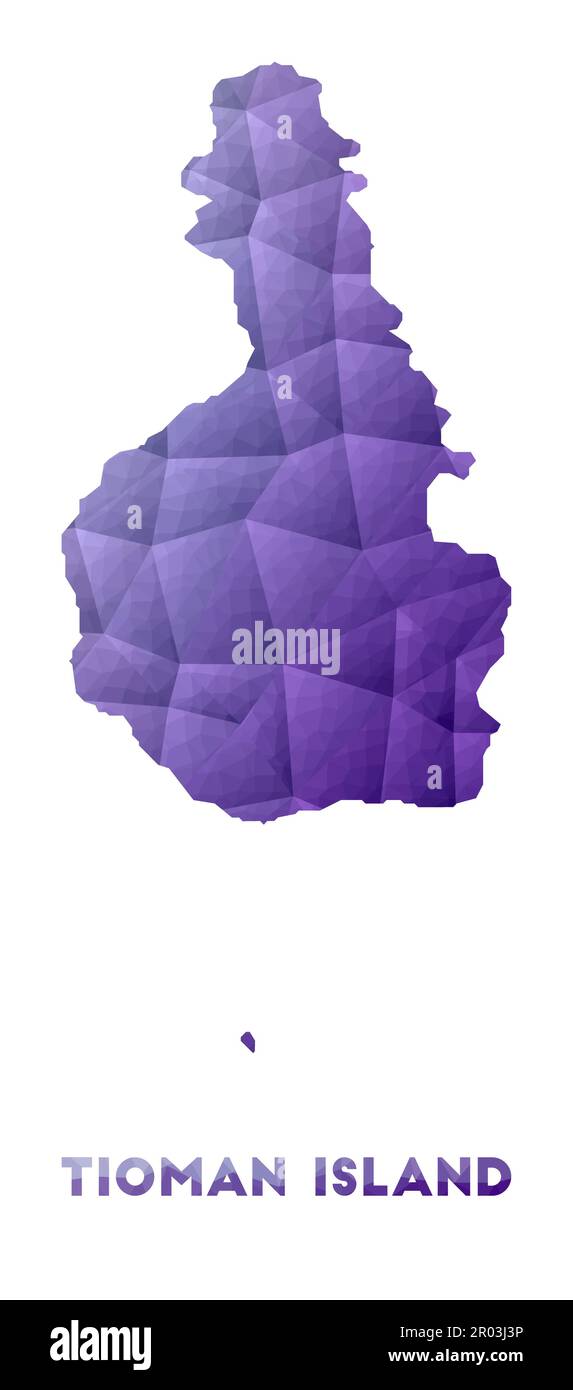 Map of Tioman Island. Low poly illustration of the island. Purple ...