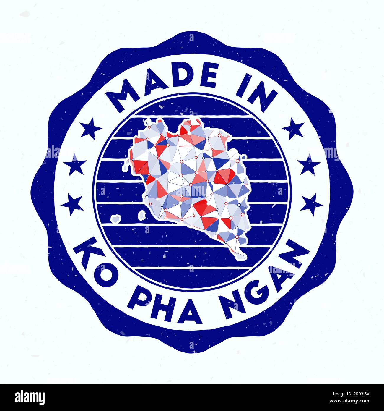 Made In Ko Pha Ngan. Island round stamp. Seal of Ko Pha Ngan with ...